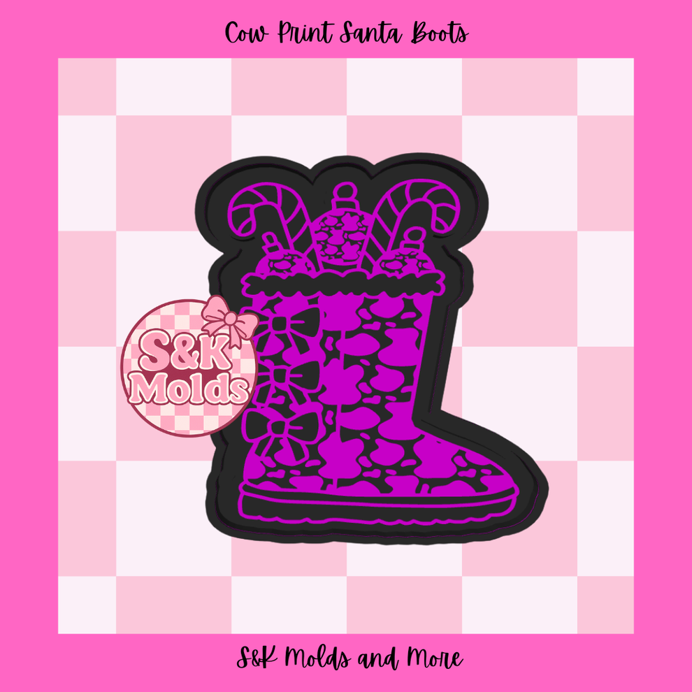 Cow Print Santa Boots Mold – S&K Molds and More